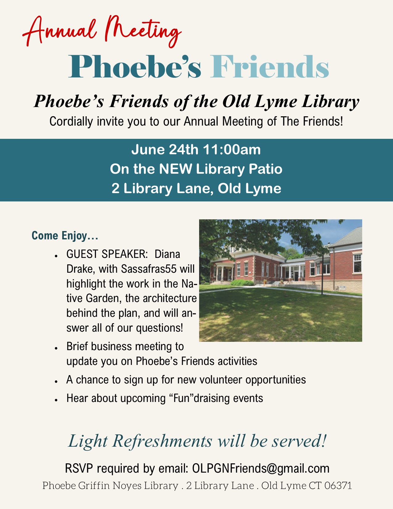 Friends of the Library Annual Meeting - Old Lyme Phoebe Griffin Noyes ...