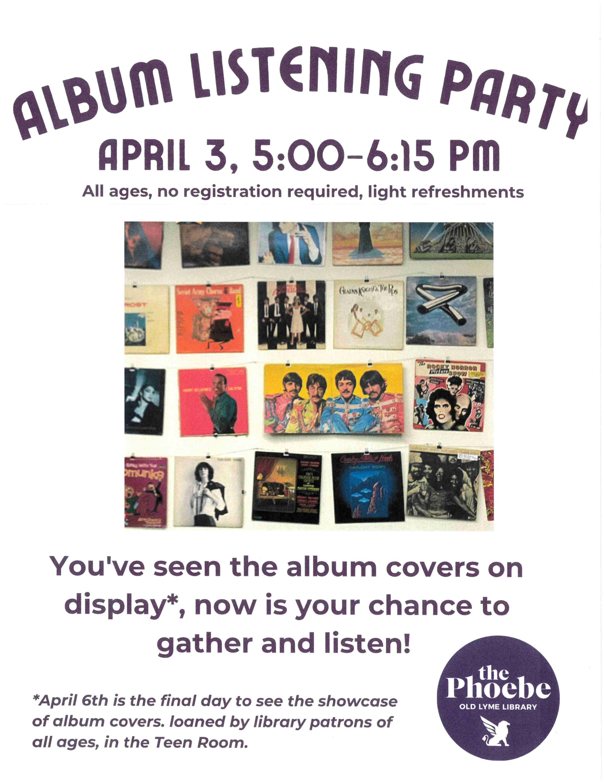 Vinyl Album Listening Party – Monday, April 3 from 5:00-6:15pm - Old ...